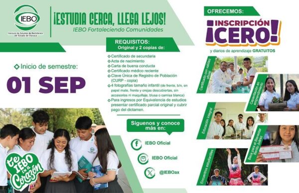 Convoca Iebo A Inscribirse A Su Red De 262 Planteles En El Estado